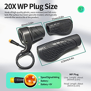 MUSELK Ebike Half Twist Throttle Electric Bike Speed Throttle 24V 36V 48V 60V 72V Waterproof/SM E-Bike Part for Folding Electric Scooter (20X Half WP)