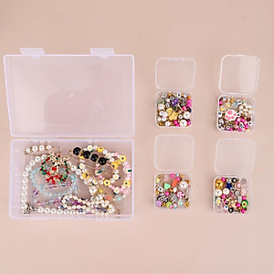 Small Clear Bead Storage Containers, Bead Organizers and Storage, 12 Pcs Mini Plastic Rectangle Cases Craft Storage with Hinged Lids for Nail DIY Craft Making Jewelry Screw, 2.17 x 2.17 x 0.79 Inch