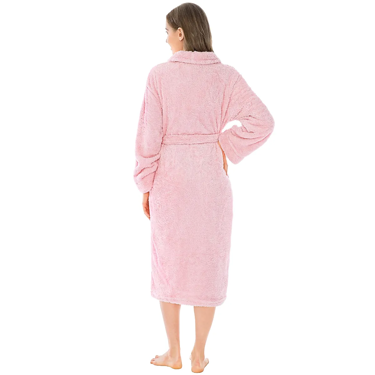 PAVILIA Premium Womens Plush Soft Robe Fluffy, Warm, Fleece Sherpa Shaggy Bathrobe (L/XL, Light Pink)