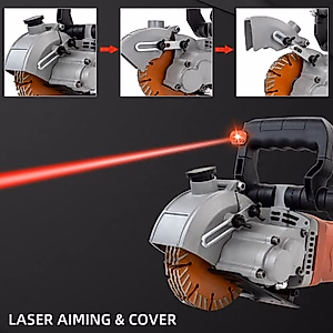 VICSEC Electric Wall Grooving Cutting Machine Chaser 110V for Slotting Brick Granite Marble Concrete Grooves With 5Pcs 5Inch 133mm Diameter Saw Blades Dustproof and Line Infrared Sighting