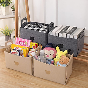 BDZBREN Large Clothing Storage Organizer for Closet 4 Pack - 16x10.5in Felt Fabric Closet Storage Baskets for Shelves, 6.5in High Rectangle Storage Baskets