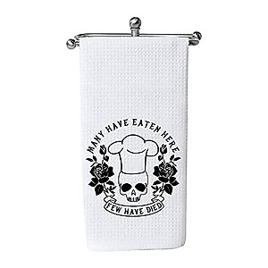 WCGXKO Funny Kitchen Towels Many Have Eaten Here Few Have Died Cute Housewarming Gift Novelty Dish Towel (Few Have Died Towel)