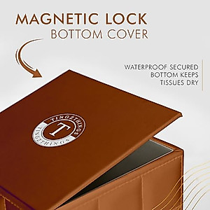 Luxury 5 Star Hotel Style Tissue Box Cover - Sturdy and Stylish Tissue Box Holder with a Custom Height and Modern PU Leather Exterior, 13.5x13.5x15cm - Light Brown