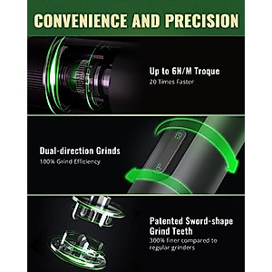 KactusKutter K1 Electric Spice Grinder Battery Powered Automatic Portable For Kitchen Herb Grinding - Holds up to 1 Gram (Shadowed Emerald)