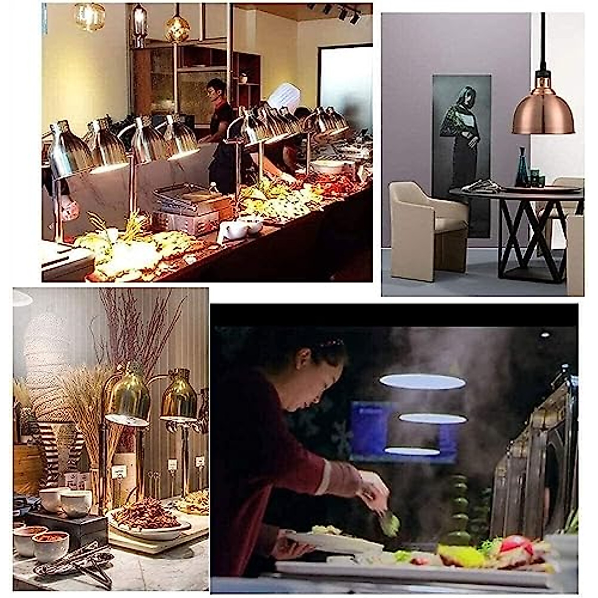 LINKANRUO Heat Lamp Food Warmer Kitchen Heat Lamp, Hotel Kitchen, Cafeterias Food Heat Lamp Food Heat Reference Table Lamp Display Stand Lamp Hood Cutting Lamp Lamps(Bronze,Double Head)