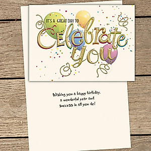 25 Employee Birthday Cards - "Celebrate You" design with Gold Foil Embossing - 26 Gold Foil Lined Envelopes - FSC Mix