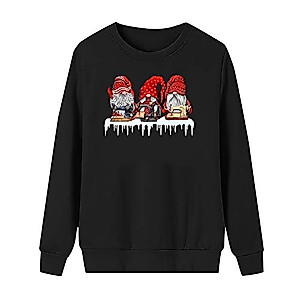 Dosoop Women's Christmas Crewneck Long Sleeve Sweatshirts Casual Loose Fit Faceless Doll Graphic Pullovers Tops Tee Shirts