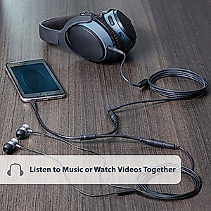 StarTech.com 3.5mm Audio Extension Cable - Slim Audio Splitter Y Cable and Headphone Extender - Male to 2x Female AUX Cable (MUY1MFFS)