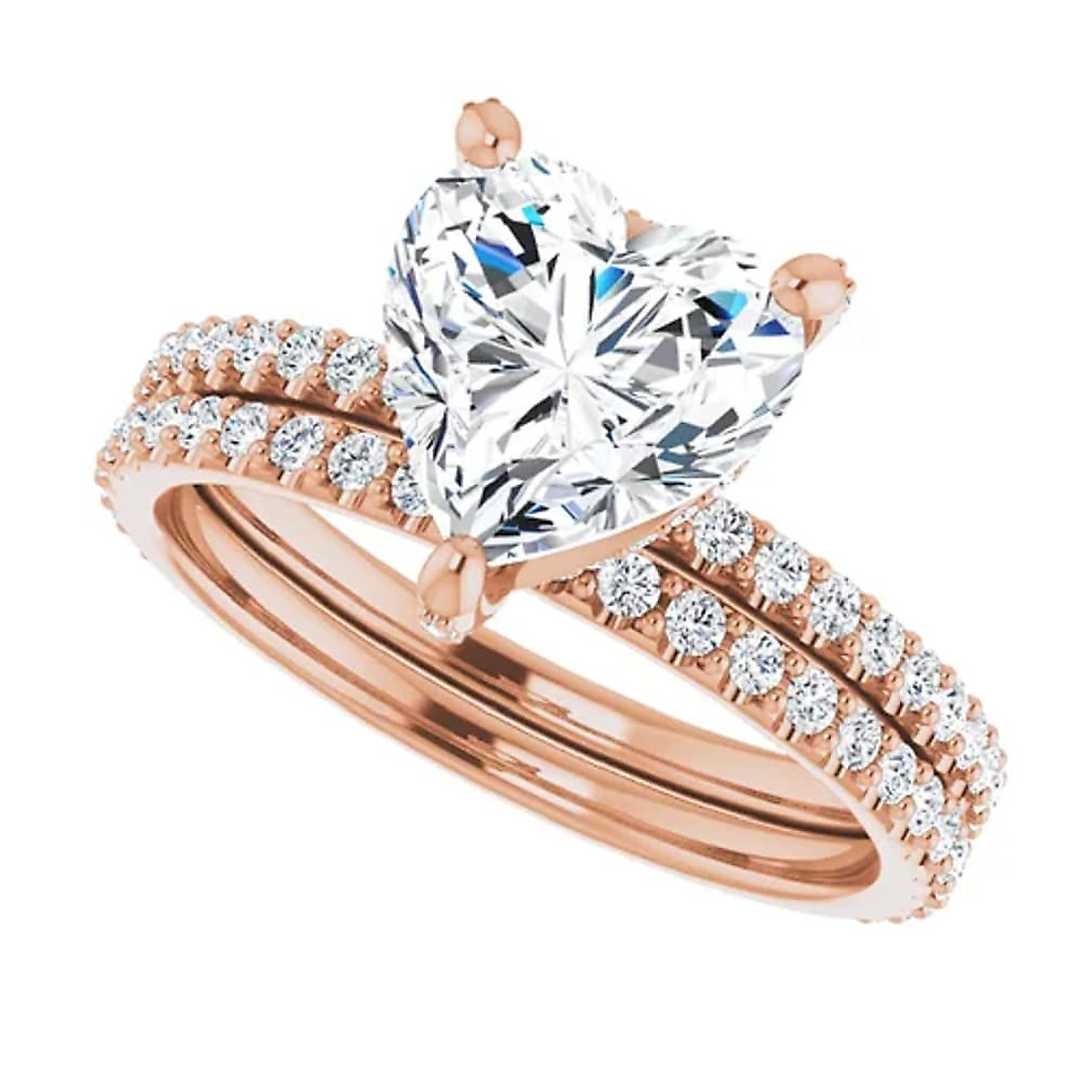 Solitaire Moissanite Engagement Ring Set, 2.75 CT Heart Cut Moissanite Diamond Bridal Wedding Ring Set for Womens, Birthday Gift, VVS1 Colorless, 10K 14K 18K Solid Gold, 925 Silver