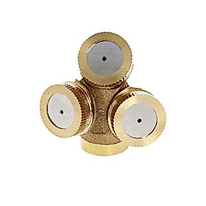 Jutagoss Misting Spray Nozzle, 1/4BSPF Brass 3 Hole Garden Sprinklers Irrigation Connector Fitting 5Pcs