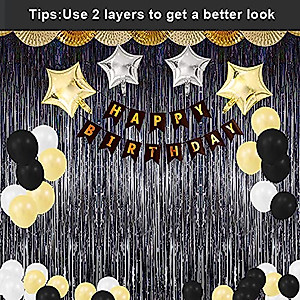 3 Pack Fringe Curtains Party Decorations,Tinsel Backdrop Curtains for Parties,Photo Booth Wedding Graduations Birthday Christmas Event Party Supplies (Black)