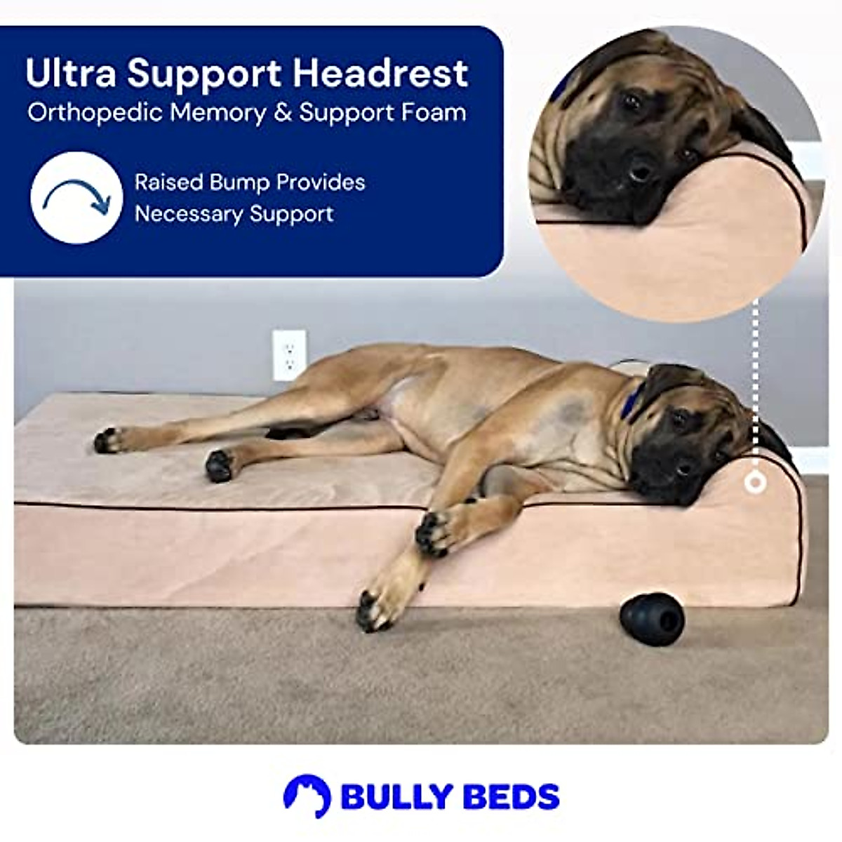 Bully beds Orthopedic Dog Bed - Memory Foam Dog Bed for Arthritic & Elderly Dogs - Machine Washable Dog Bed with Waterproof Liner - Large, 48 x 30 x 7 Inches -  Gray