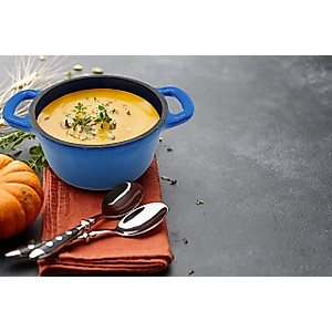 RJ Legend Mini Dutch Oven Pot Set of 3 - Enamel Surface, Non-Stick Cast Iron Cookware - Ideal Gift for Your Friends & Family - Blue, Green, White