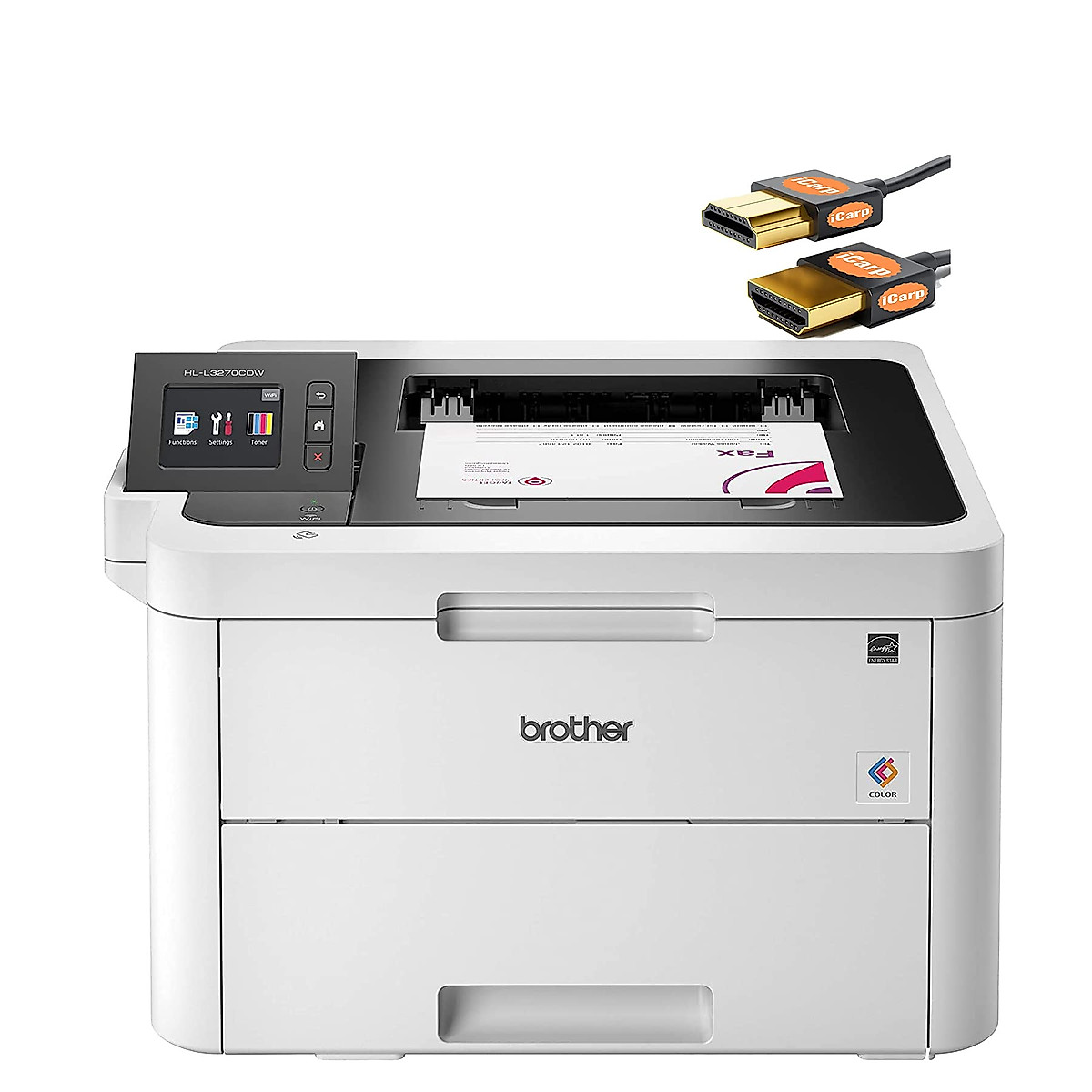 Brother HL-L32 70CDW Series Compact Digital Wireless Color Laser Printer - Mobile & NFC Printing - Auto Duplex Printing - Up to 25 ppm - Up to 250-Sheet Tray Capacity - 2.7" Touch + HDMI Cable