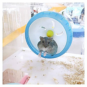 WishLotus Hamster Running Wheel, Silent Jogging Exercise Toy Hamster Cage Accessory for Drawf Hamster Golden Silk Shih Tzu Bear (Blue)