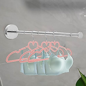Angoily Wall Mount Clothes Bar Iron Pipe Hanger Holder Organizer Garment Holder Rack Spacer Saver for Home Bedroom Bathroom Silver