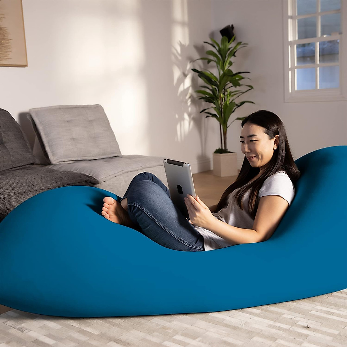 Yogibo Max 6-Foot Beanbag Chair, Bean Bag Couch with a Washable Outer Cover, Customer Favorite Cozy Sofa for Gaming, Reading, and Relaxing, Filled with Soft Micro-Beads, Turquoise