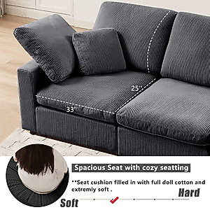 Mofolit Oversized Sectional Sleeper Sofa Couch w/Deep seat, Big Comfy Corduroy Couch w/overstuffed Cushion, Modular sectional Cloud Couch,L Shaped Couch Setional for Living Room (Grey)