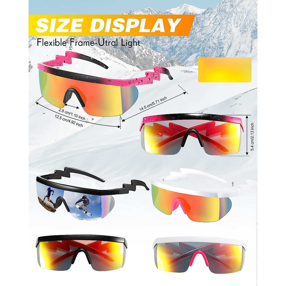 Fabbay 12 Pairs 90s Sunglasses Neon Semi Rimless Rainbow 80s Zigzag Sunglasses Goggle Style Retro Rave Shades Glasses for Men Women Halloween Cosplay