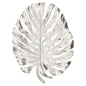 Torre & Tagus Lux Monstera Leaf Nickel Plated 19"L Wall Platter - Silver
