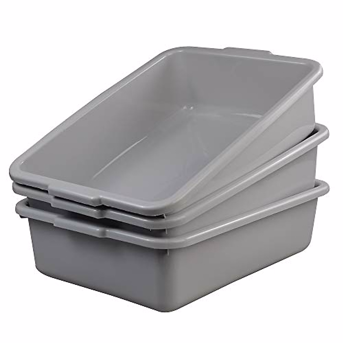Ggbin Plastic Dish Tubs, Commercial Bus Box/Wash Basin Tote Box, 3-Pack(Grey, 13L)