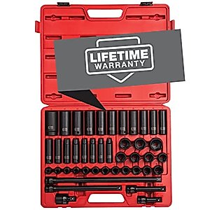 Sunex 2569, 1/2" Drive Master Impact Socket Set, 43Piece, Metric, 9mm - 30mm, Standard/Deep, Cr-Mo Alloy Steel, Radius Corner Design, Heavy Duty Storage Case, Universal Joint & Impact Extensions