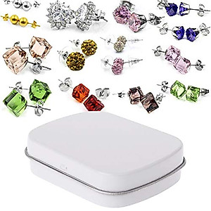 AKOAK 3 Pcs 2.4 x 1.7 x 0.6 Inches Rectangular Empty Hinged Tins Box Containers for First Aid Kit,Survival Kits,Storage,Herbs,Pills,Crafts and More (White)