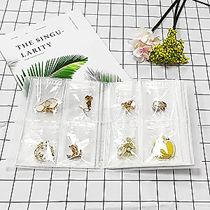 RIIEYOCA Transparent Jewelry Storage Book, Jewelry Storage Bag Thicken Transparent PVC Plastic Bag，DIY Handmade Colorful Paste Cover, Storage of Small Jewelry, Capable to Hold 160 Pairs