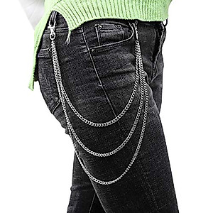 Anezus 3pcs Belt Chain, Pocket Chain, Chains for Wallet, Pants, Jeans, Goth Accessories for Eboy, Egirl, Men and Women