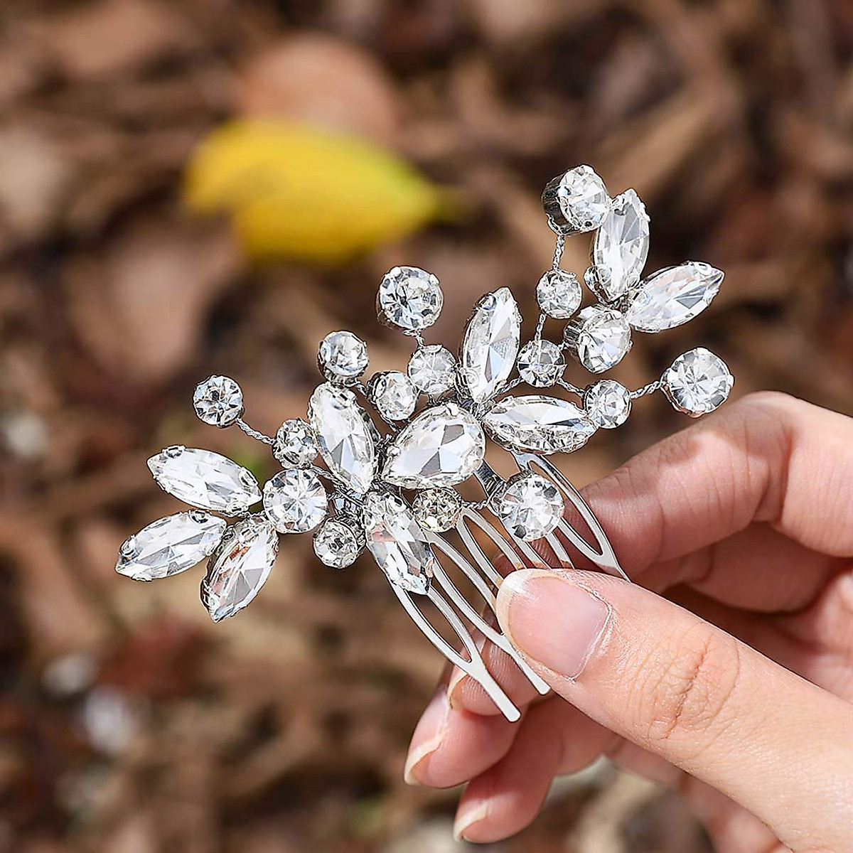 Catery Crystal Wedding Hair Comb Rhinestone Bridal Hairpieces Bridesmaid Clips Accessories for Brides and Women (A Silver)