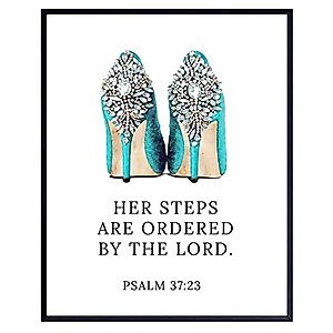 Glam Christian Gifts for Women - Religious Wall Decor - Bible Verses Wall Decor- Holy Scriptures Wall Art - Spiritual Gifts- Inspirational Quotes - Light Blue - Catholic Gifts Women - God Wall Decor