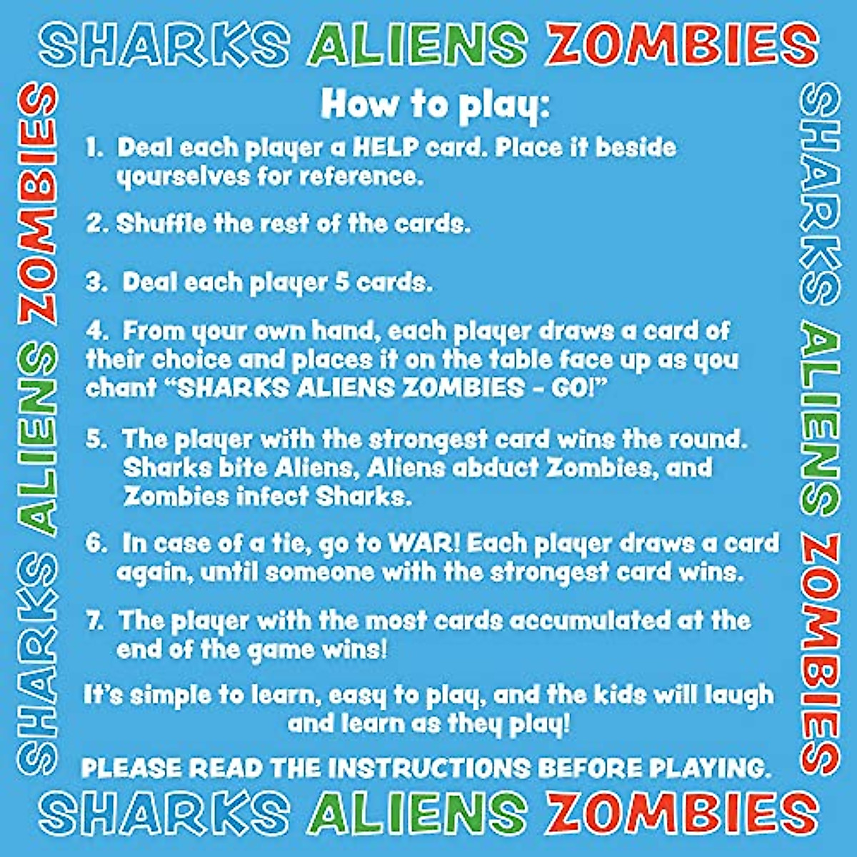 TheGag Sharks Aliens Zombies: Fun Card Game for Kids Played Like Rock Paper Scissors War for Family Game Night Gift Giving Stocking Stuffer
