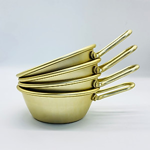 TULGIGS 4 pcs of Single-handed Nickel Silver Makgeolli Bowl, Korea Raw Rice Wine Glass Dongdongju Cup Made in Korea