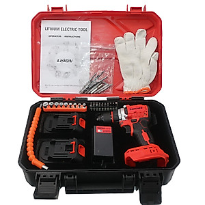 BANCHEE 20V Brushless Cordless Power Drill kit, 3/8 "keyless metal ratchet chuck, 23+1 Torque Settings with 2x1.5Ah Batteries and Charger, 2-Variable Speeds,27 Bit Set