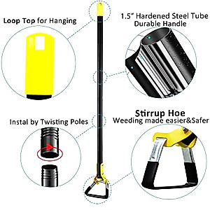 DonSail Garden Hoe Tool, Sharp Scuffle Action Hoe for Weeding Gardening Long Handle Heavy Duty - Handheld Hula Weeding Rake Tools for Planting Vegetables Farm, 30-80“