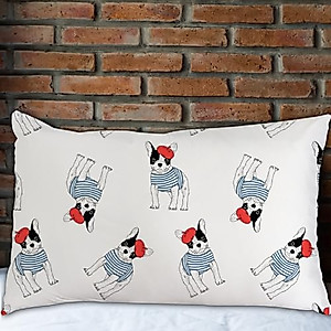 Pillowcase Set of 2 French Bulldog Cute Dog Animal Retro Pillow Cover Pillow Sham for Long Pillow Standard Size 16X24 Inch