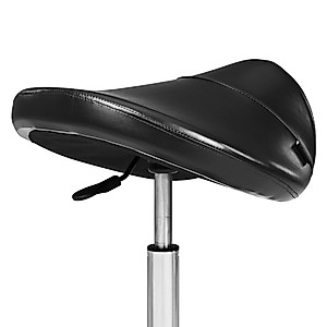 Master Massage Ergonomic Swivel Saddle Rolling Hydraulic Stool in Black