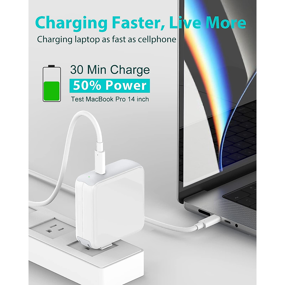 Charger for MacBook Pro 10FT, 96W USB C Charger Power Adapter for MacBook Pro 16, 15, 14, 13 inch 2023, 2022 2021, 2020, 2019, M1 M2 MacBook Air, LED, 5A USB-C Cable Charging as Fast as MagSafe 3