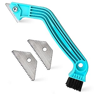 PentaUSA Grout Removal Tool - Caulk Remover Tool for Tiles, Tile Grout Scraper Saw, Grout Saw, Caulking Tools, Scraper, Scrubber Brush, Tile Joint Cleaning Brush, Removes Caulks Dirts (2 Extra Blades)