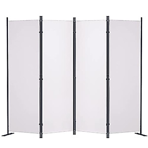 VEVOR Partition Screen, 5.6 ft Privacy Panels (4-Panel), Cloth Separator for Office, Bedroom, Dining & Study Areas, Standalone, White
