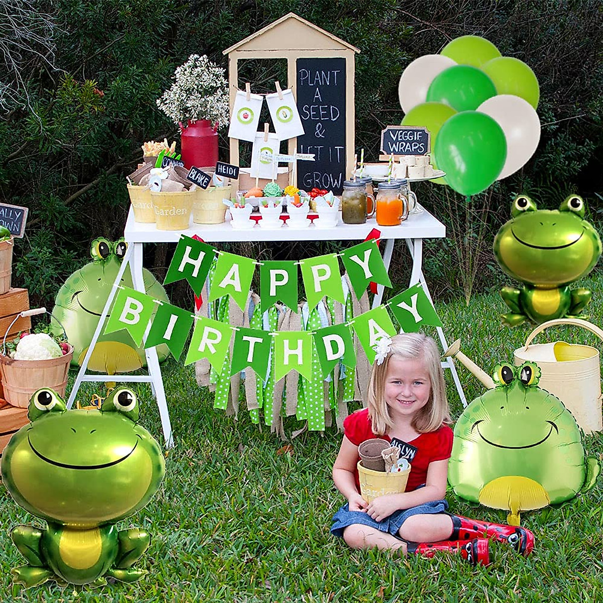 LaVenty Frog Birthday Decoration Frog Balloon Frog Birthday Party Supplies Reptile Birthday Party Decorations Frog Princess Party Decoration Garden Birthday Decoration