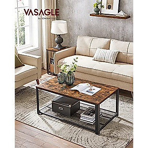 VASAGLE Dining Table Set, Bar Table and Chairs Set, Kitchen Bar Height Table Black ULBT218B01 & Coffee Table for Living Room, 2-Tier Cocktail Table, Center Table Black ULCT61X