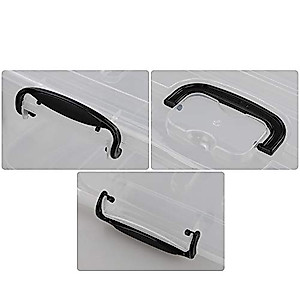 Xowine 8 L Plastic Storage Boxes, Clear Storage Bin with Black Handle, 2-Pack