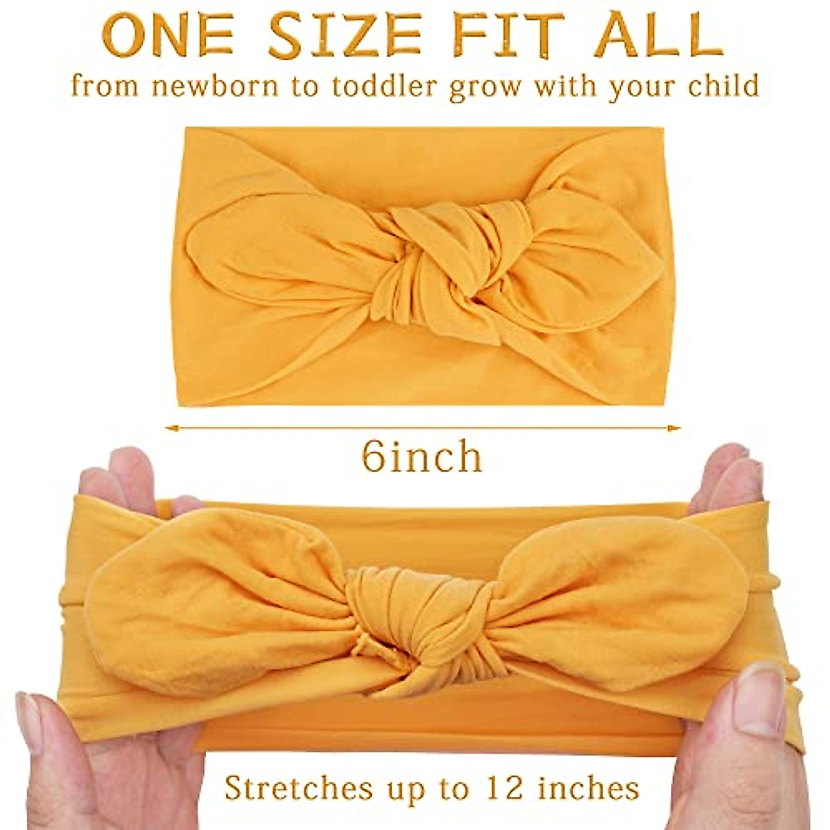 CellElection 23PCS Baby Nylon Headbands Hairbands 6Inch Hair Bow Elastics Super Stretchy Soft Headbands Turbans Handmade Hair Accessories for Baby Girls Newborn Infant Toddlers Kids…