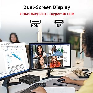 Fanless Mini PC, Kinupute Desktop Computer i7-8565U 1.8-4.6GHz, Windows 11 Pro, 16G DDR4, 256G M.2 SSD, Iris Xe Graphics, HDMI/DP, Dual Display, 4K@60Hz, Gigabit Ethernet, BT5.1, WiFi 6, Auto Power On