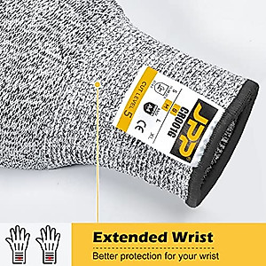 JPP Premium Cut Resistant Gloves, Cutting Proof CE Level 5 Protection, Food Grade Safe, Ambidextrous, 3D-Comfort Fit, Machine Washable, Dexterity, Lightweight, 1 Pair, Size 8, Medium