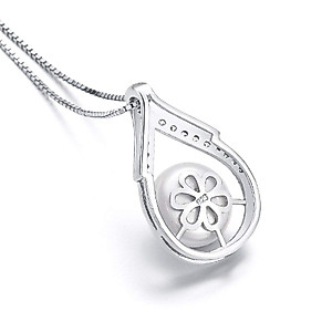 NONNYL Pearl-Necklaces for Women, Real Freshwater Cultured White Pearl Pendant Fine Jewelry Valentines Day Mothers Day Gifts for Wife Mom Girlfriend, Anniversary Birthday Gifts for Her