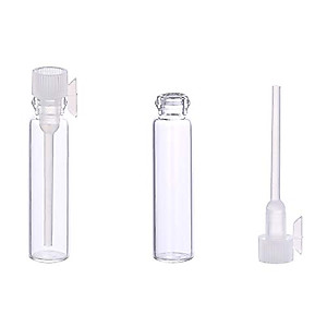 120Pcs 1Ml Mini Cute Empty Glass Perfume Essential Oils Sample Vials with White Plastic Rod Caps Glass Vials Sample Dropper Bottle for Essential Oils Aromatherapy (120Pcs 1Ml White Plastic Rod)