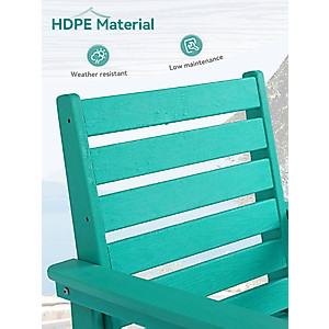 Homenjoy Tall Adirondack Chair Set of 2, HDPE Weather Resistant Patio Bar Stools, Heavy Duty Bar Height Adirondack Chairs with Footrest, 26 inch High Balcony Chair for Deck Pool, Blue Turquoise
