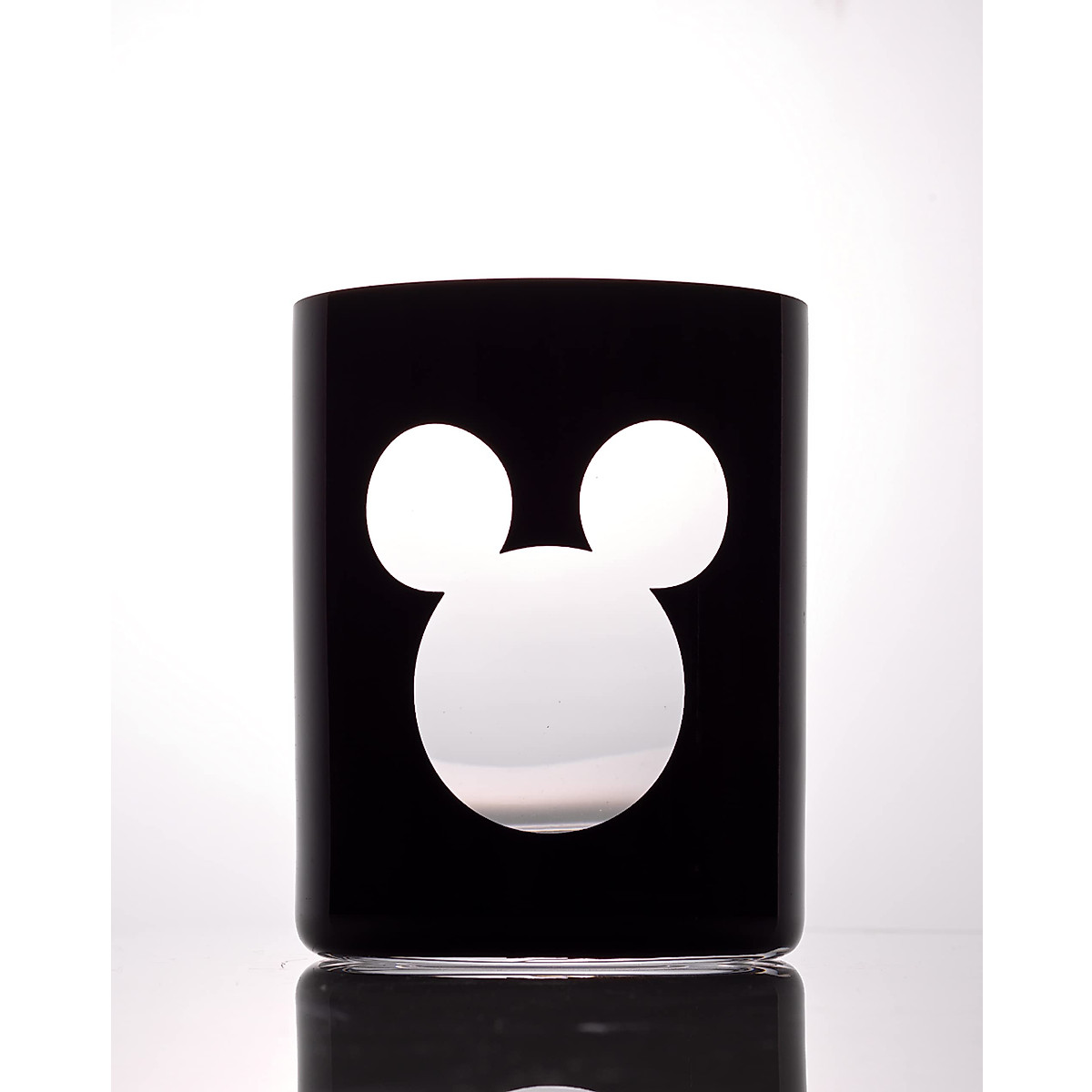 JoyJolt Disney Luxury Mickey Mouse Double Old Fashioned Whiskey Glasses. 2x European Crystal Bar Glasses. Premium Xmas Disney Stuff, Gifts and Cups. 12oz Black Drinking Glasses, Disney Tumbler